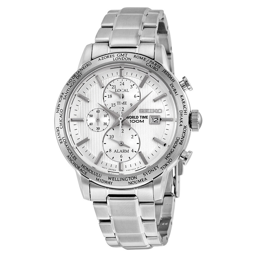 Seiko World Time GMT Chronograph Silver Dial Men s Watch SPL047 Seiko World Time GMT Chronograph Silver Dial Men s Watch SPL047