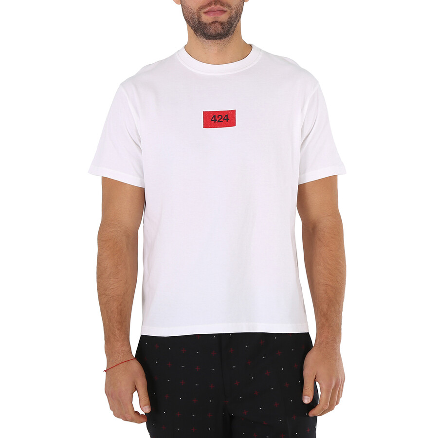 424 Men's Box Logo Short-sleeve Cotton T-shirt In White, Brand Size ...