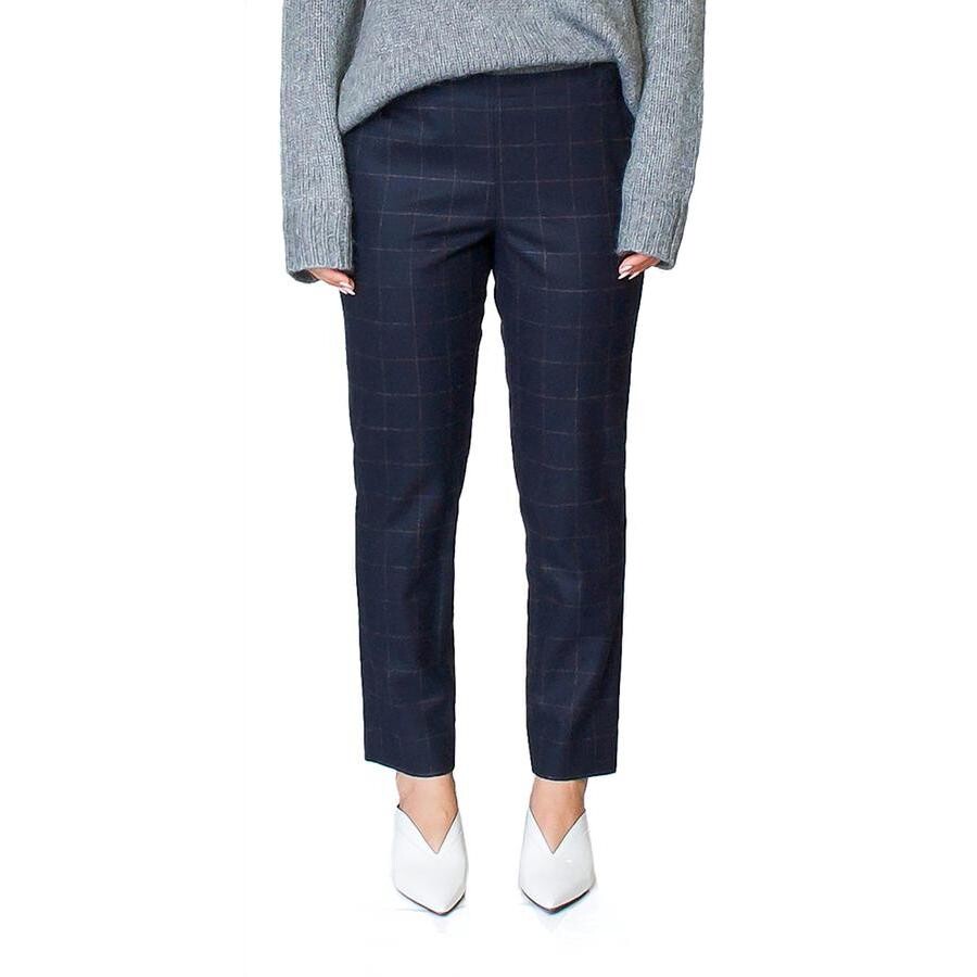 6397 Ladies Pull On Trousers Navy Windowpane, Size Large 73878-Navy ...