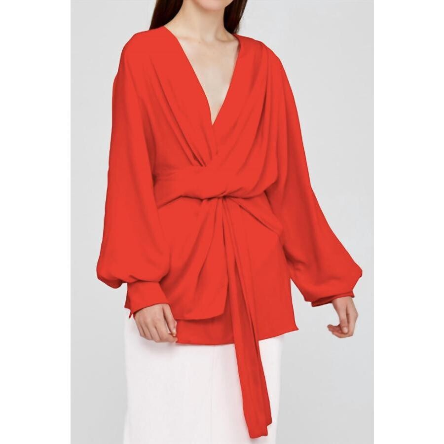 Acler Ladies Jenkins Twist Blouse Tangerine Red, Size 6 124399 ...