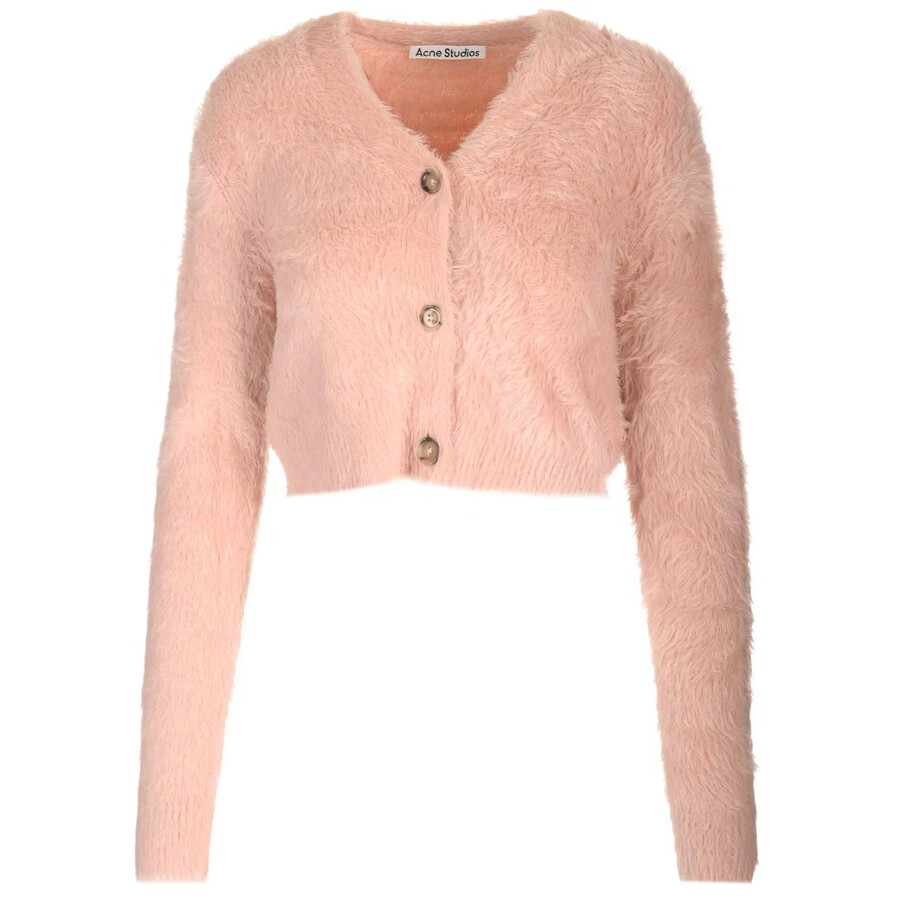 Acne Studios Dusty Pink Fluffy Knit Cardigan, Size XX-Small A60436-416 - Clothing - Jomashop