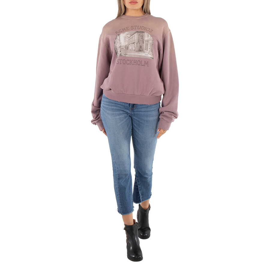 Acne Studios Ladies Dusty Purple Graphic Pullover Sweater, Size XX ...