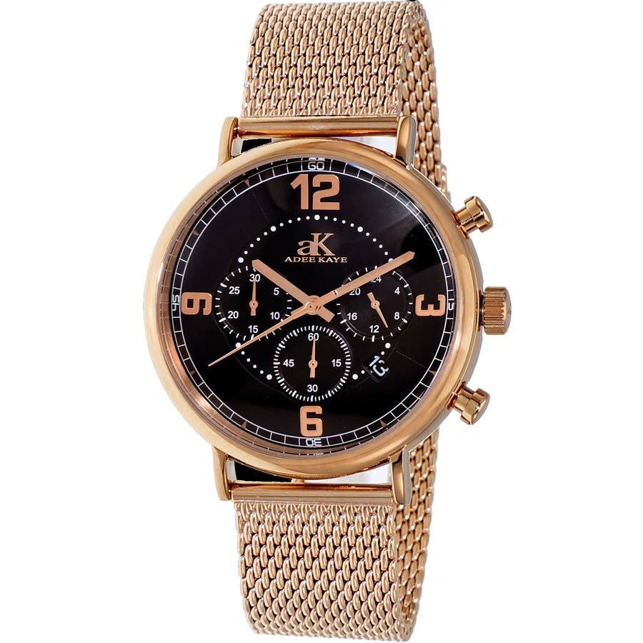 Adee Kaye Mano-Mesh Black Dial Men's Watch AK6178-MRGBK_MESH ...