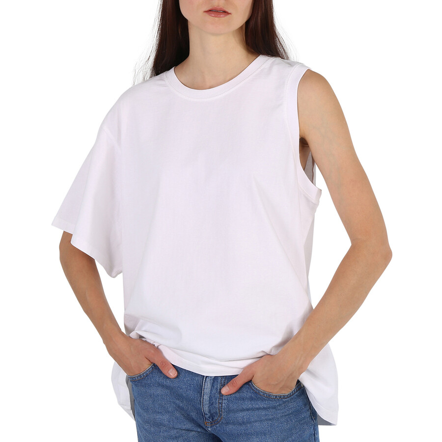 Agolde Ladies White Della Asymmetrical Tee, Size Large A7128-1410 WH ...