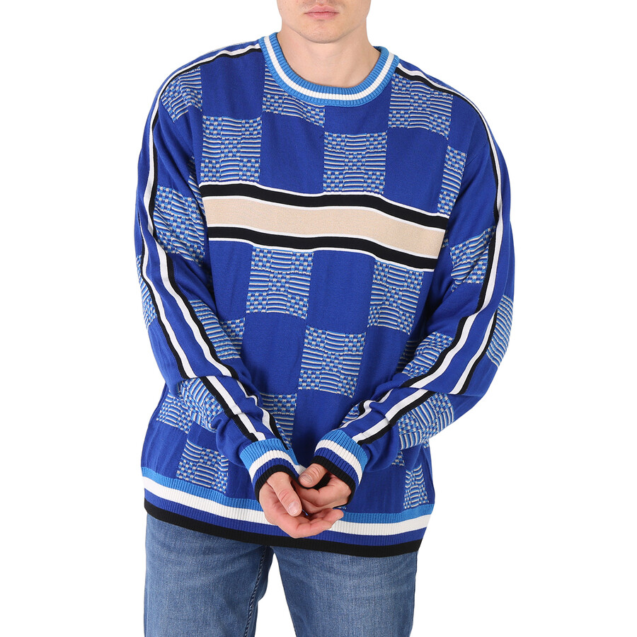 Ahluwalia Men's Merino Wool And Cotton Checkerboard Jacquard Sweater ...