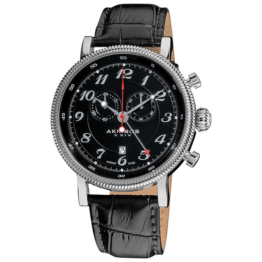 Akribos Xxiv Akribos Chronograph Black Dial Stainless Steel Men's Watch ...