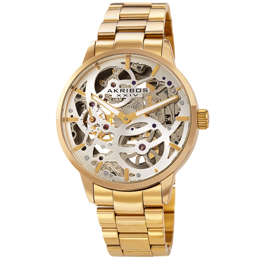 Akribos Xxiv Hand Wind Silver Dial Men's Watch AK1078YG - Watches ...