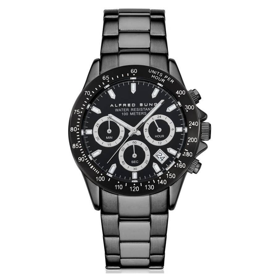 Alfred Sung Mach Chronograph Quartz Black Dial Men's Watch AS1402B-1A ...