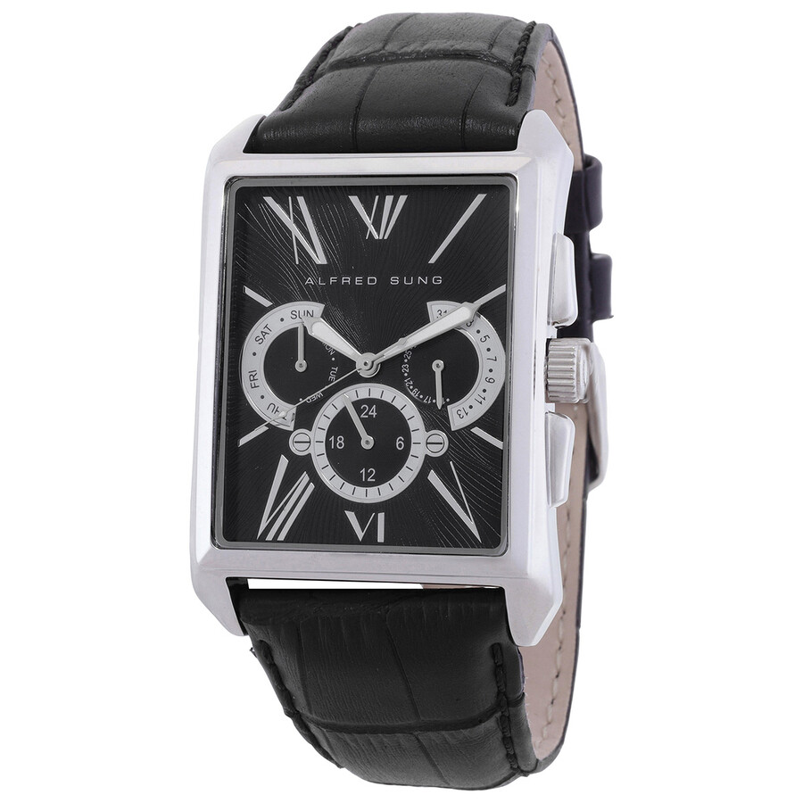 Alfred Sung Portfolio Quartz Black Dial Watch AS3402SL-1A 811238030550 ...