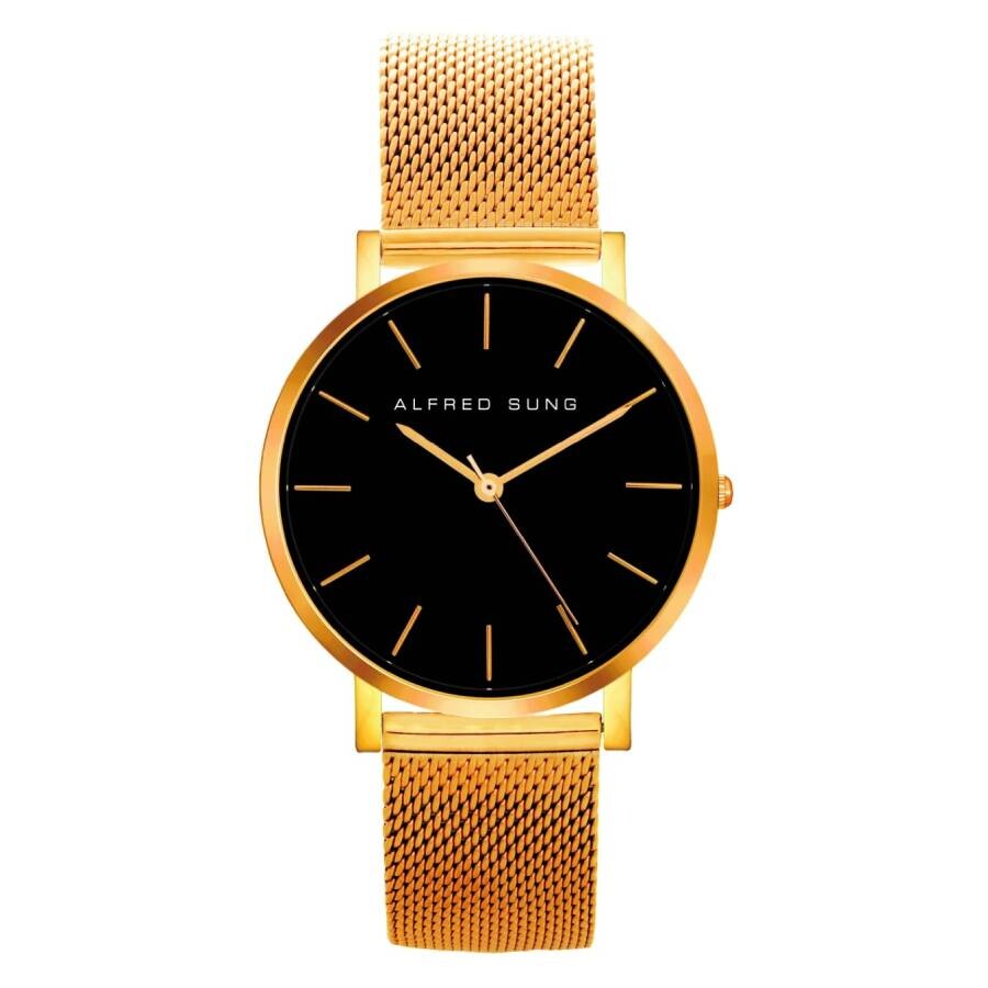 Alfred Sung Ultra Slim Quartz Black Dial Watch AS4102RM-1A 811238031823 ...