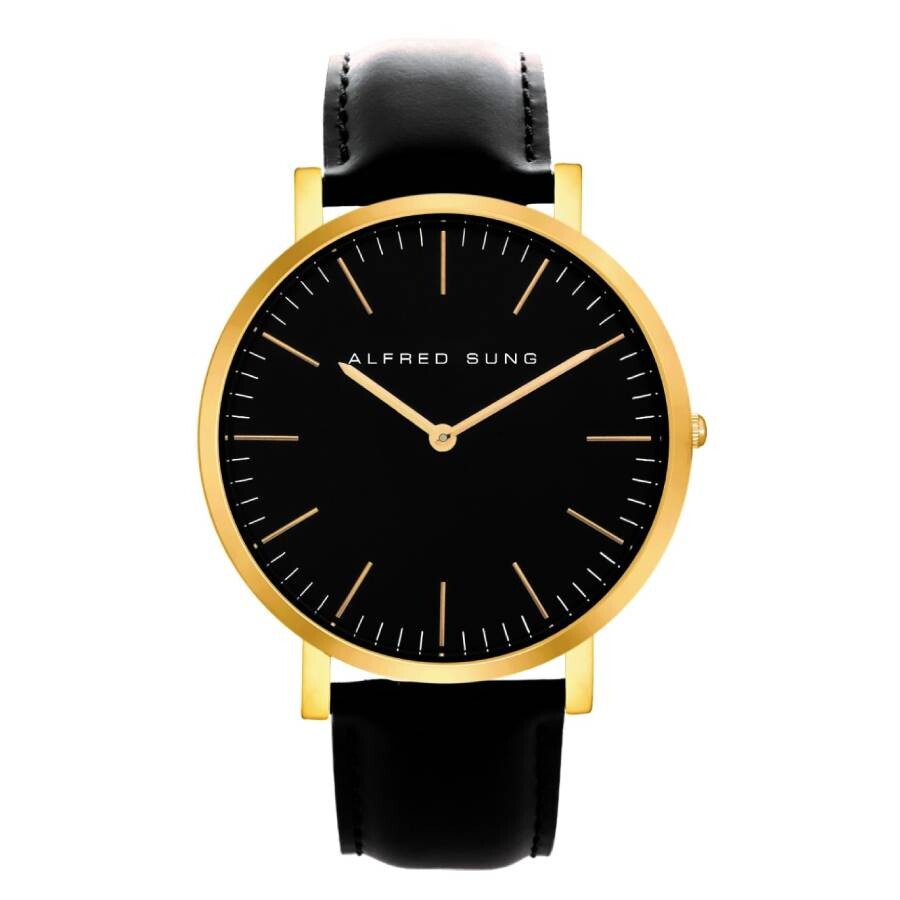Alfred Sung Ultra Slim Quartz Black Dial Watch AS7002RL-1A 811238031526 ...