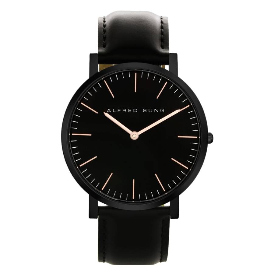 Alfred Sung Ultra Slim Quartz Black Dial Watch AS7006BL-1A 811238031564 ...