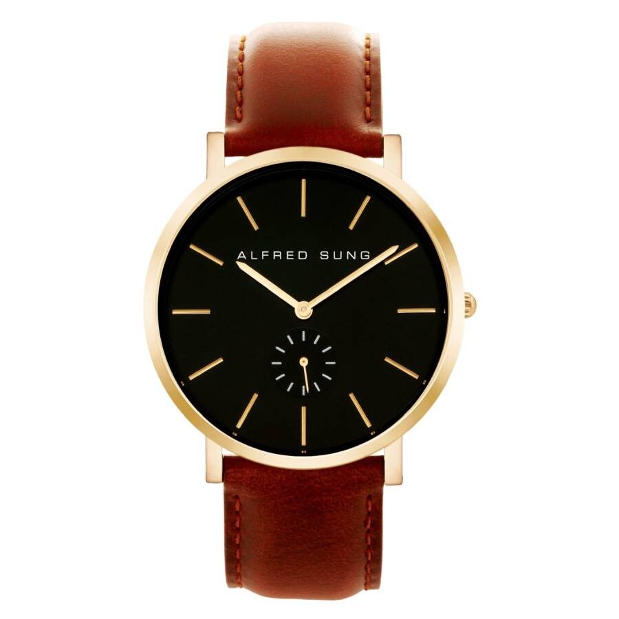 Alfred Sung Ultra Slim Quartz Black Dial Watch AS7101RL-5A1 ...