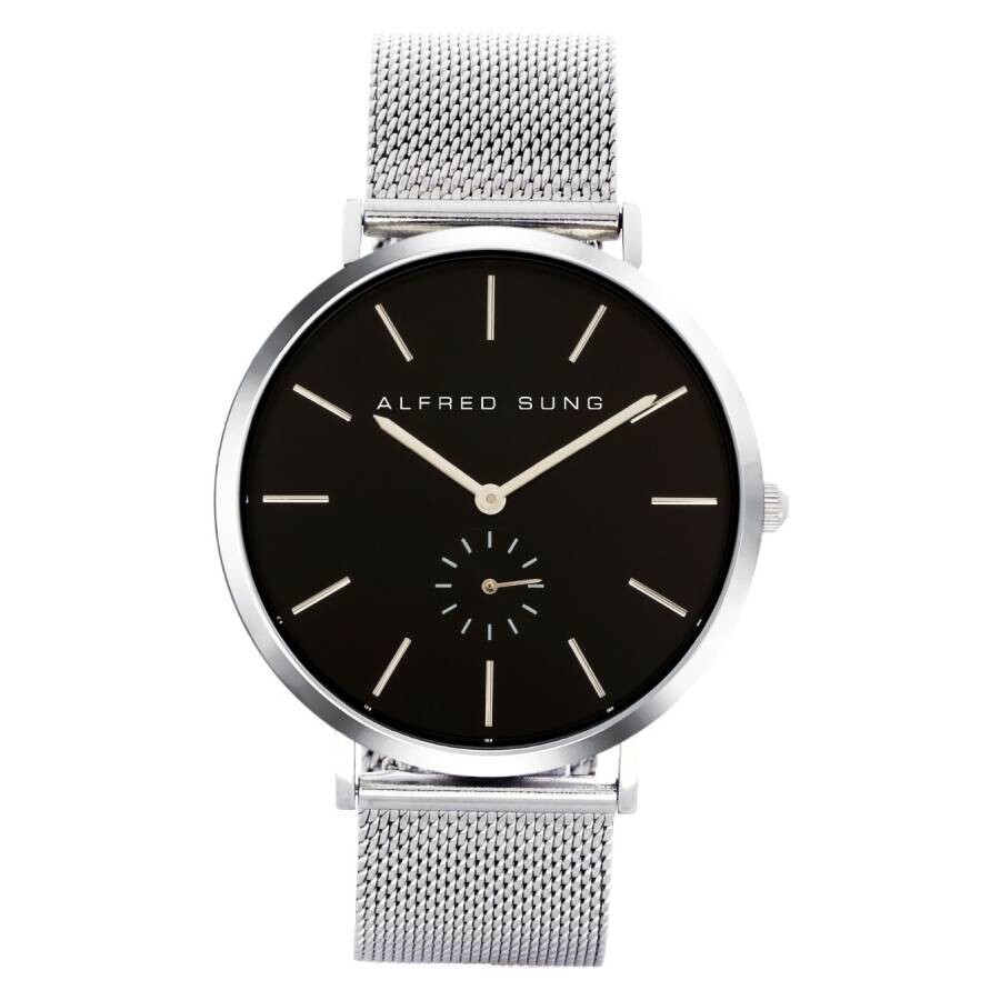 Alfred Sung Ultra Slim Quartz Black Dial Watch AS7150SM-1A 811238031724 ...