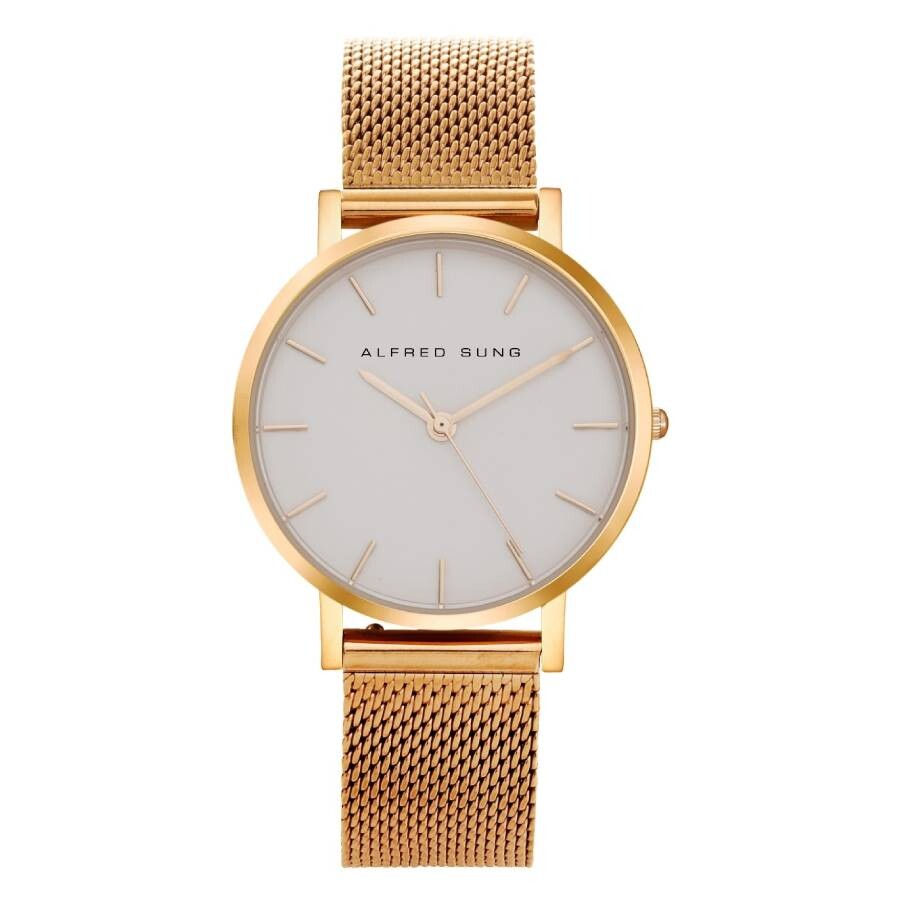 Alfred Sung Ultra Slim Quartz White Dial Ladies Watch AS4154RM-7A ...