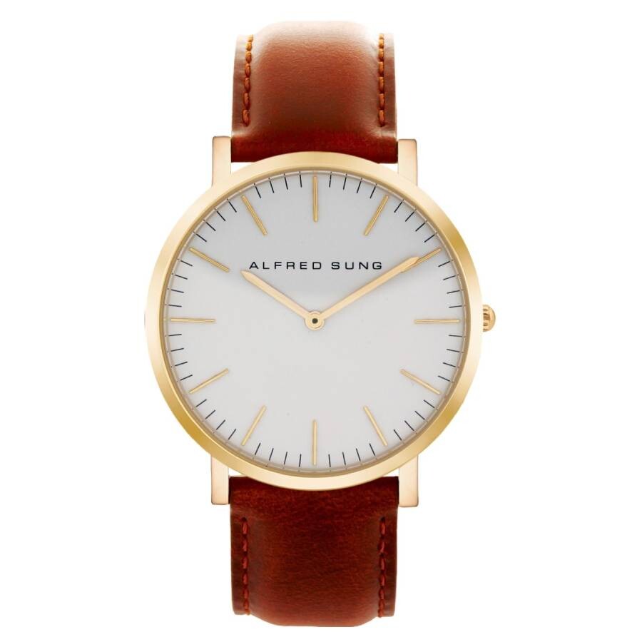 Alfred Sung Ultra Slim Quartz White Dial Watch AS7001-5A7 811238031519 ...