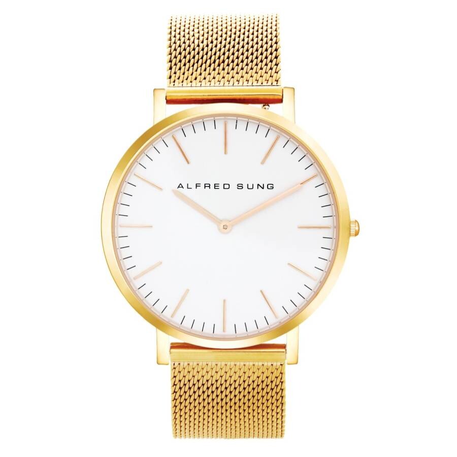 Alfred Sung Ultra Slim Quartz White Dial Watch AS7052RM-7A 811238031618 ...