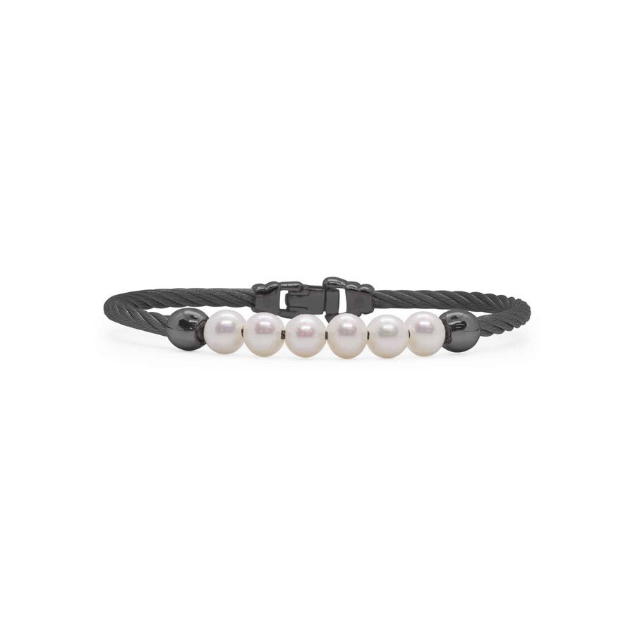 Alor Black Cable Bracelet with Freshwater Pearls 04-52-P901-01 ...