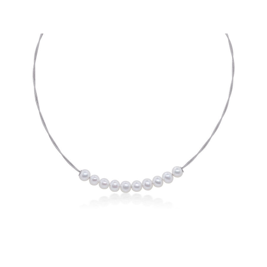 Alor Grey Cable Necklace with Freshwater Pearls 08-32-P901-01 - Jewelry ...