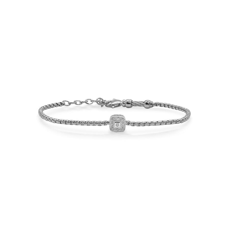 Alor Grey Chain Expressions Bracelet with Square Diamond Station set in ...