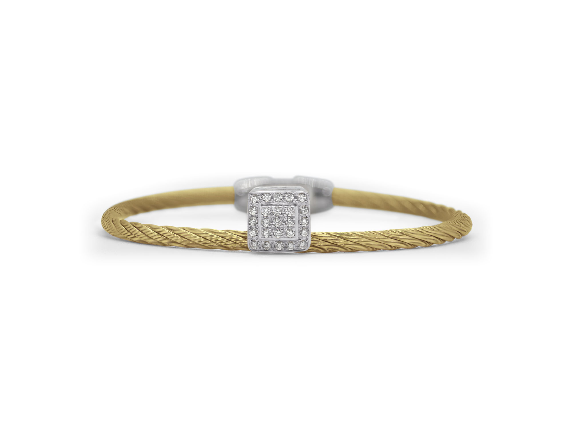 Alor Yellow Cable Elevated Square Station Bracelet with 18kt White Gold ...