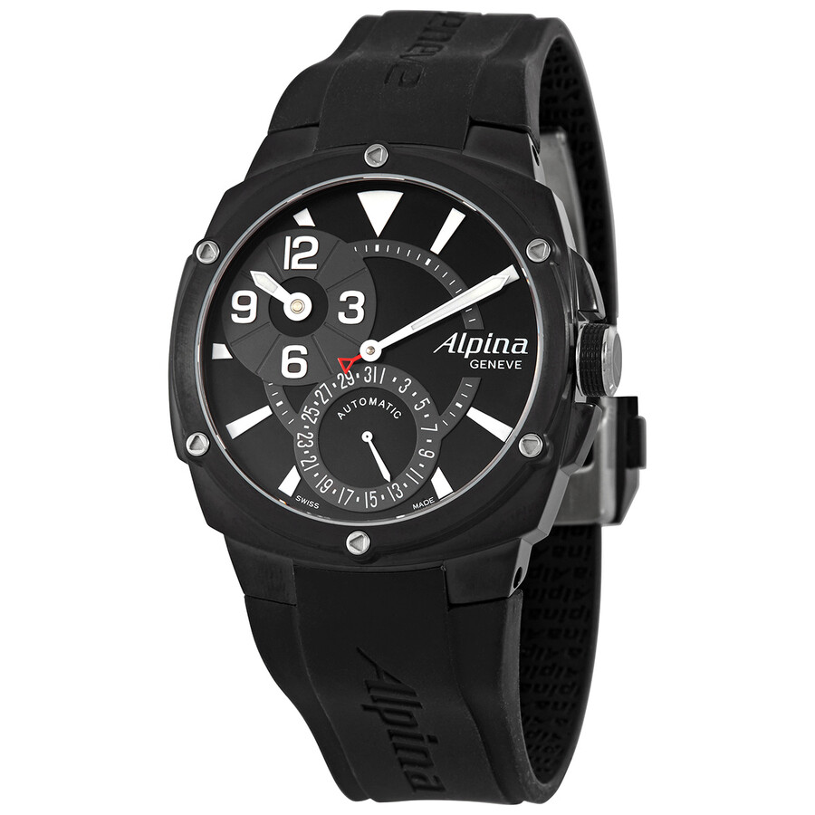 Alpina Automatic Black Dial Black Rubber Men's Watch AL-950LBG4FBAE6 ...