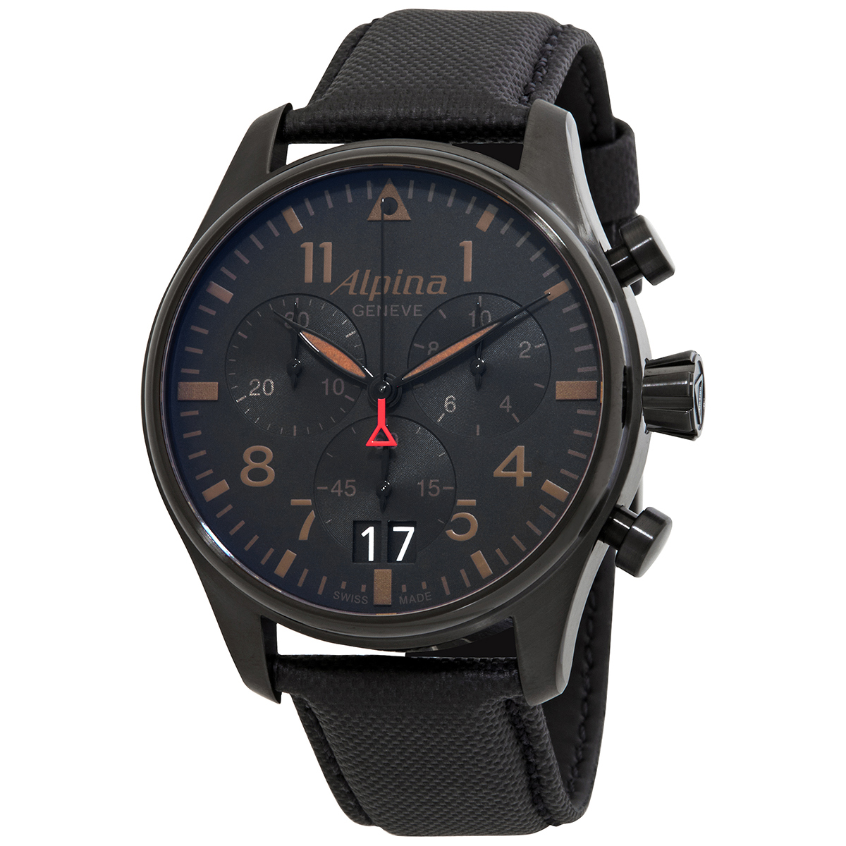 Alpina Startimer Pilot Chronograph Quartz Black Dial Men's Watch AL ...