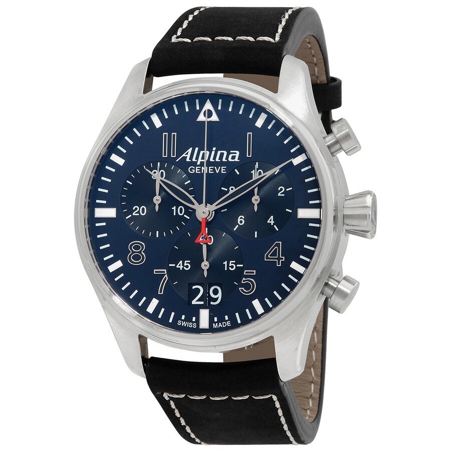 Alpina Startimer Pilot Chronograph Quartz Blue Dial Men's Watch AL ...