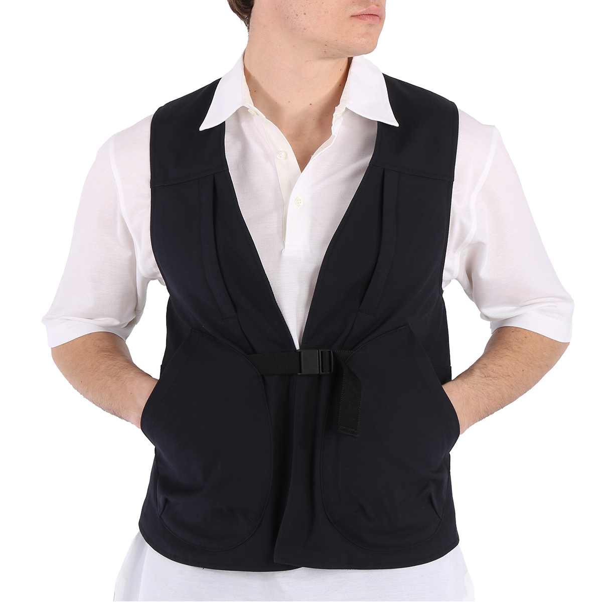 Ambush Men's Black Buckle Waist V-Neck Worker Vest, Size Medium ...
