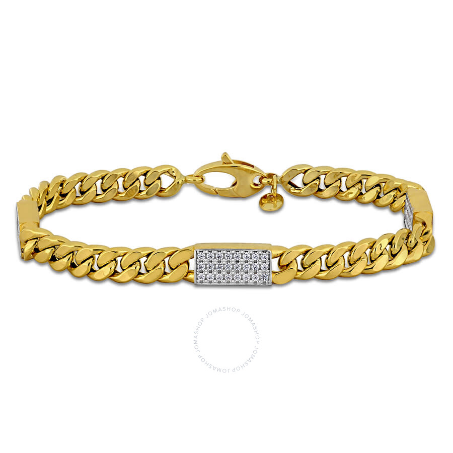 Amour 1 1 6 Ct Tgw Cubic Zirconia Curb Link Bracelet In 14k Two Tone