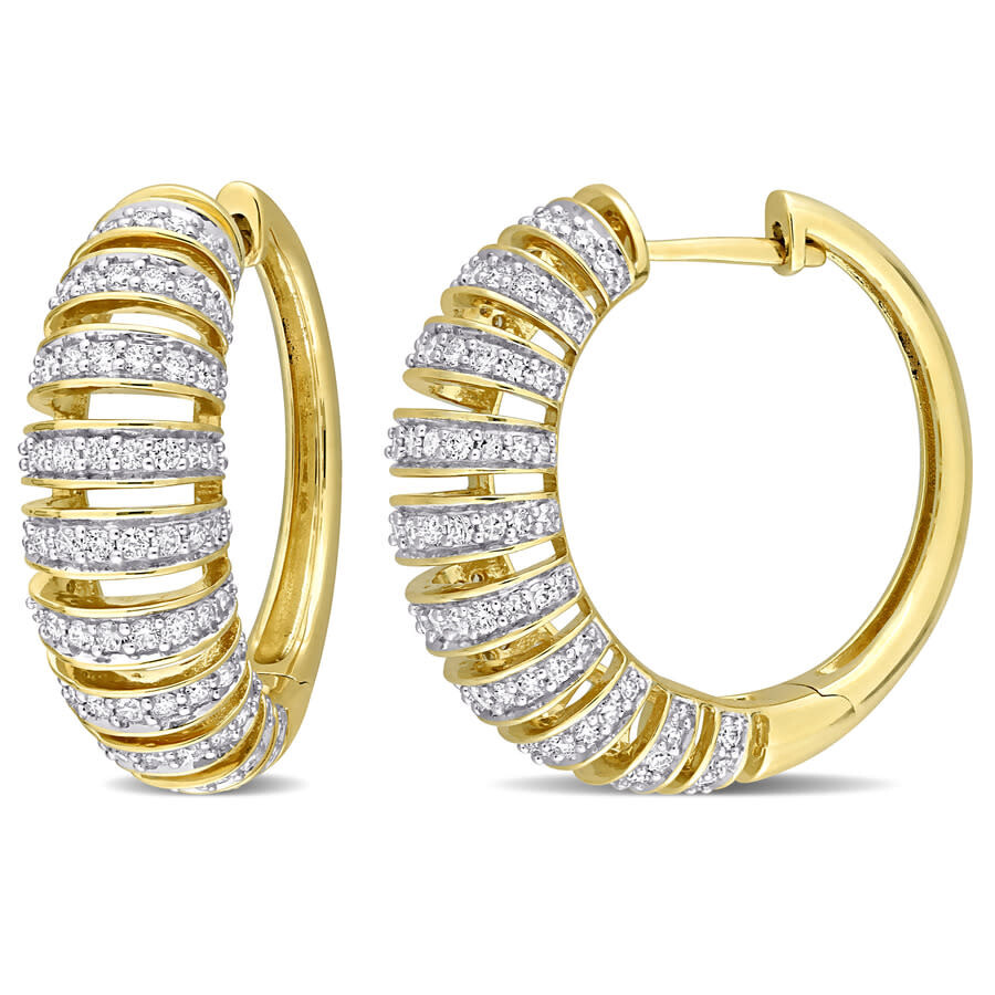 Amour 1 CT TDW Diamond Multi-row Hoop Earrings In 14K Yellow Gold ...