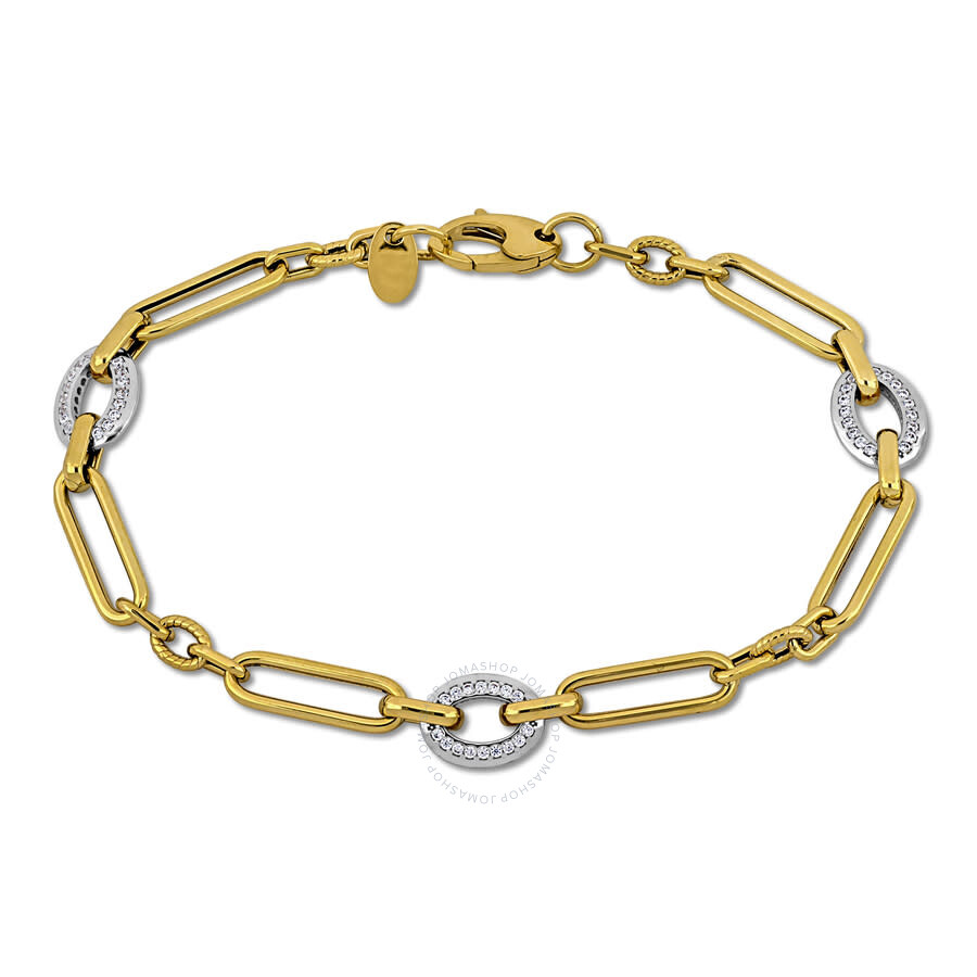 Amour 1 Ct Tgw Cubic Zirconia Oval Paperclip Link Bracelet In 14k Two