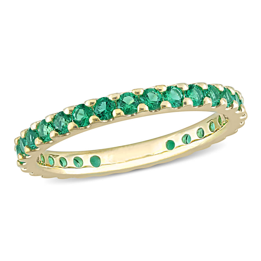 Amour 3/4 CT TGW Created Emerald Eternity Ring In 10K Yellow Gold ...