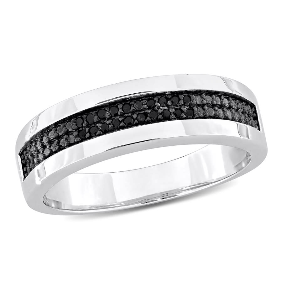 Amour 1/10ct TDW Black Diamond Men's Double Row Anniversary Band in ...