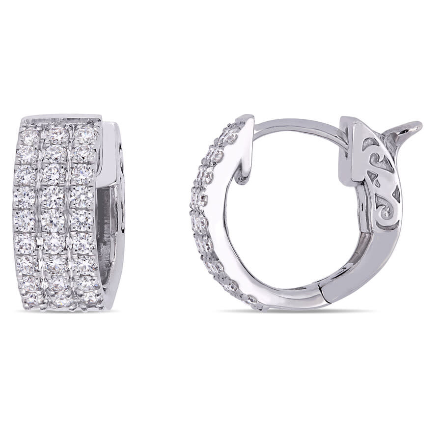 Amour 1/2 CT TW Diamond Triple Row Hoop Earrings In 14K White Gold ...