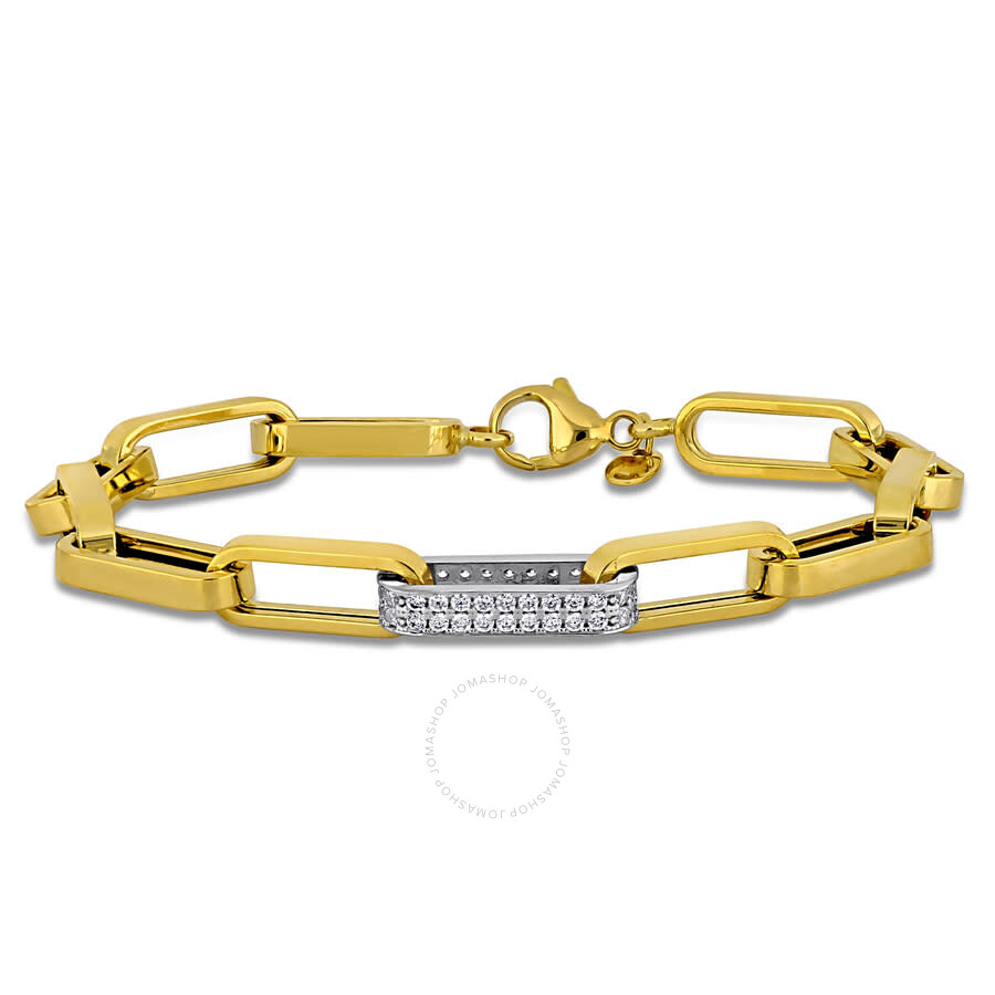 Amour 1 2 Ct Tgw Cubic Zirconia Paperclip Link Bracelet In 14k Two Tone