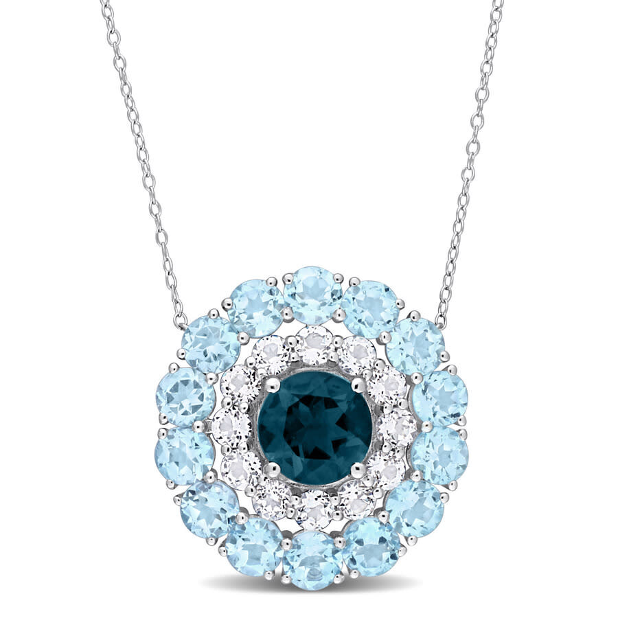 Amour 14 3/5 CT TGW London Blue Topaz, Sky Blue Topaz and White Topaz ...