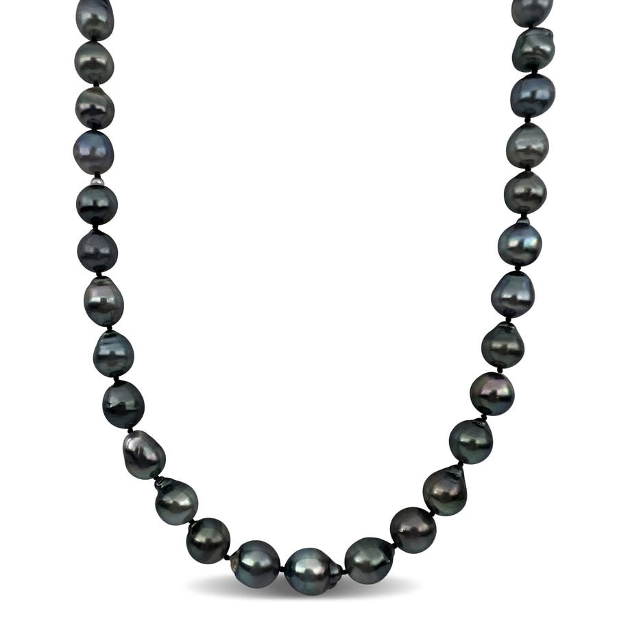 Amour 8-10mm Black Tahitian Cultured Pearl Necklace In Sterling Silver ...
