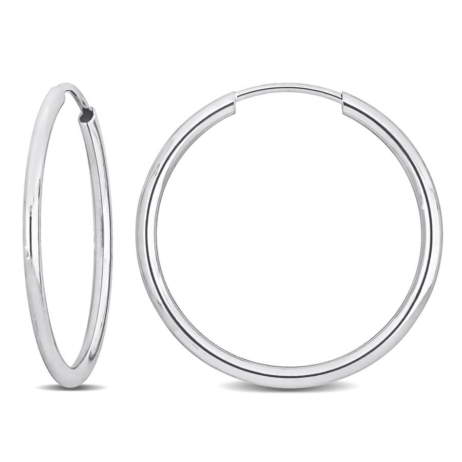 Amour 20mm Hoop Earrings in 14K White Gold JMS011040 - Jewelry - Jomashop