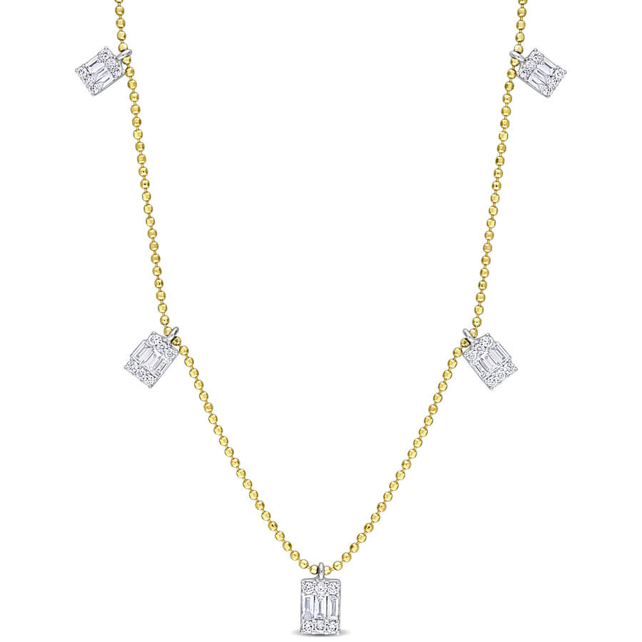 Amour 3/4CT TDW Parallel Baguette and Round-shaped Diamonds Drop ...