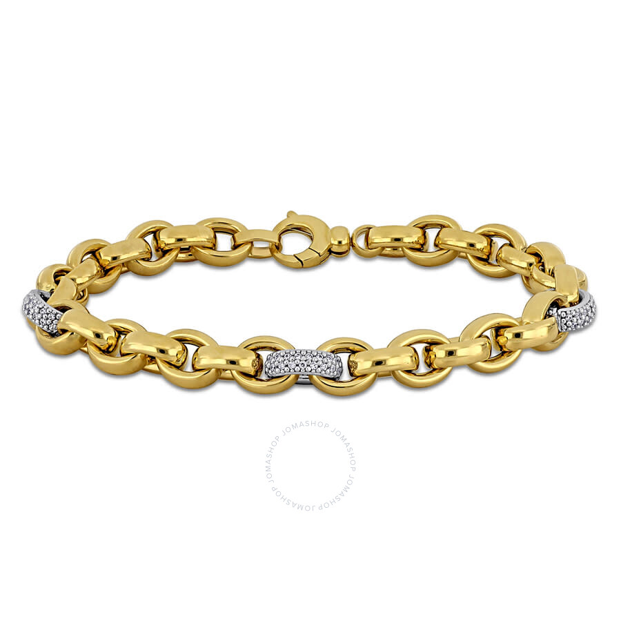 Amour 3 4 Ct Tgw Cubic Zirconia Oval Link Bracelet In 14k Two Tone Gold