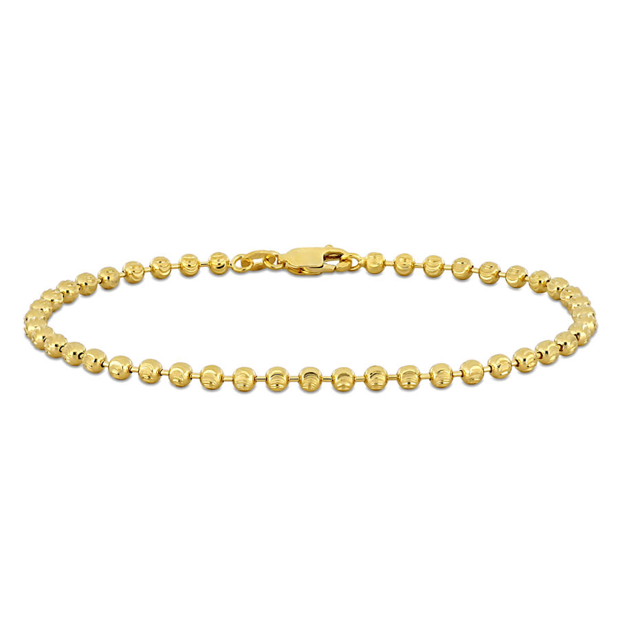 Amour 3mm Diamond Cut Ball Chain Anklet in 10k Yellow Gold, 9 in ...