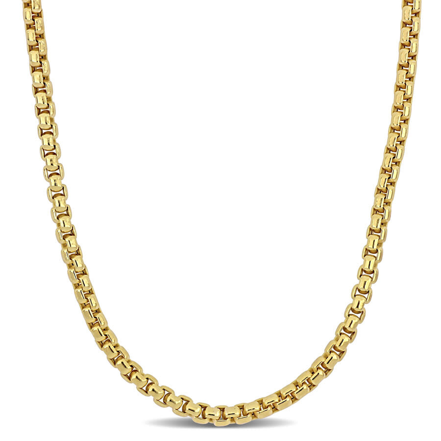 Amour 4.2mm Hollow Round Box Link Chain Necklace in 10k Yellow Gold ...