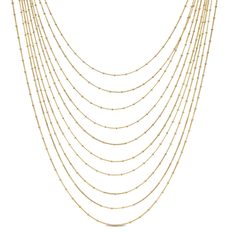 Amour Multi-Strand Chain Necklace In Yellow Plated Sterling Silver, 18 ...