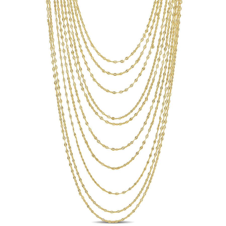 Amour Multi-Strand Chain Necklace In Yellow Plated Sterling Silver, 18 ...