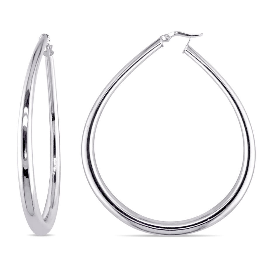 Amour Pear-Shaped Solid Hoop Earrings in 14k White Gold JMS004766 ...