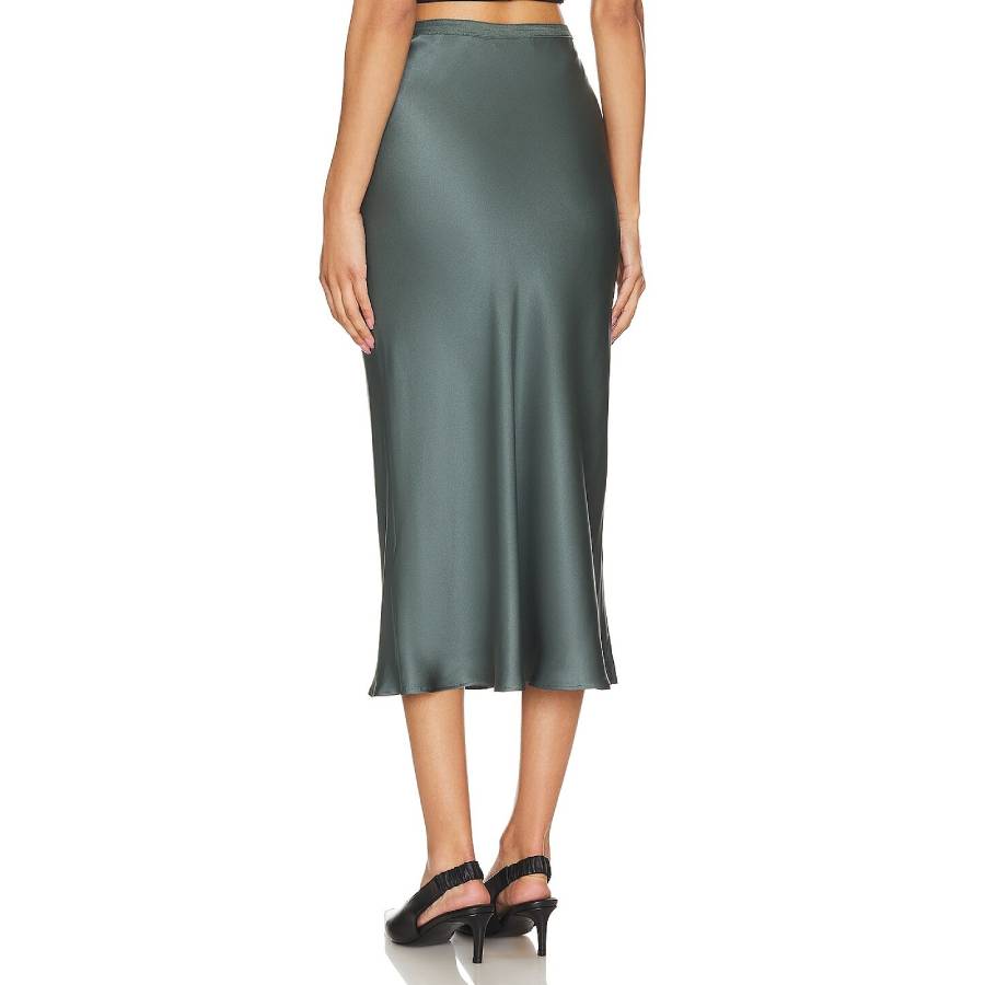 Anine Bing High-Waist Bar Silk Skirt, Size Medium A-04-4001-310-GREEN ...