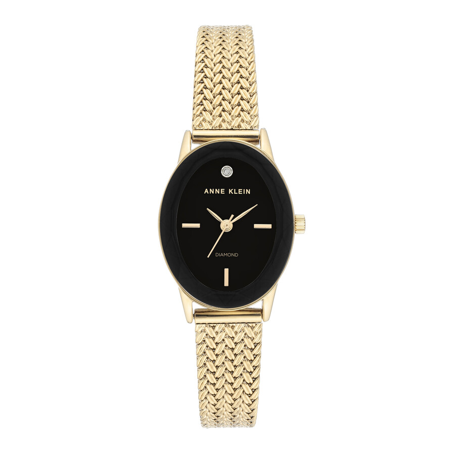 Anne Klein Black Dial Yellow Gold-tone Ladies Watch AK/3498BKGB ...