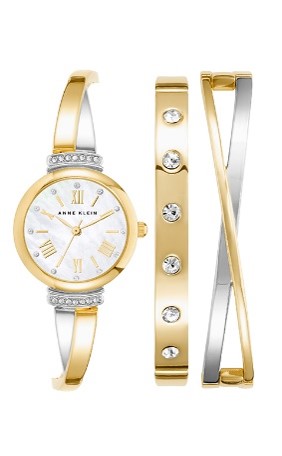 Anne Klein Quartz Ladies Premium Crystal Accented Bangle Watch Set AK ...