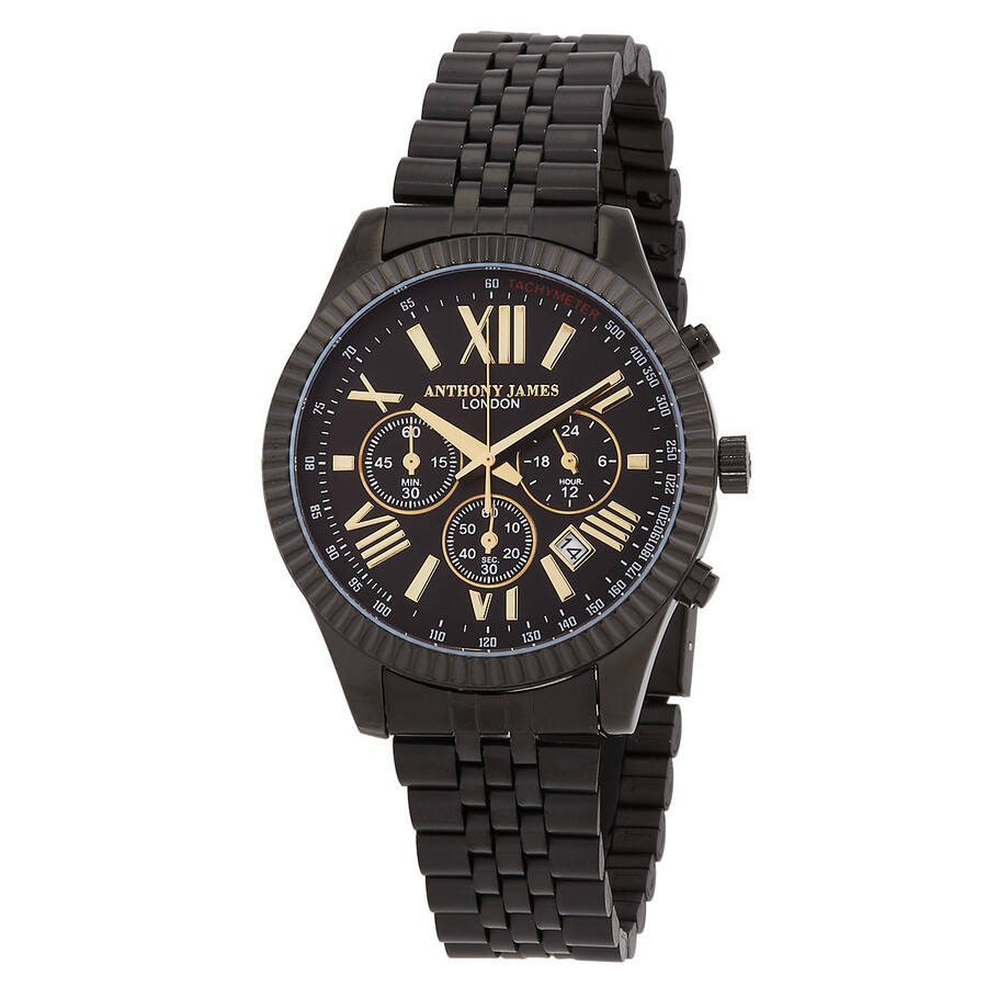 Anthony James Chrono Sports Black Dial Men's Watch AJ012 - Watches ...